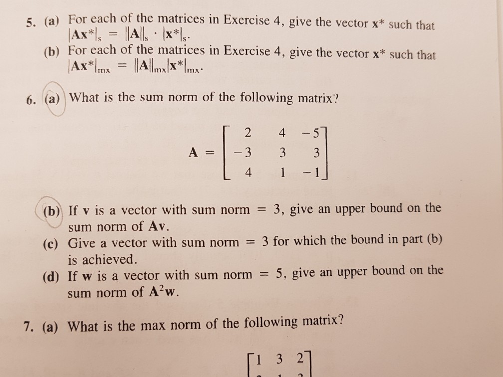 Solved (a) For cach of the matrices in Exercise 4, give the | Chegg.com