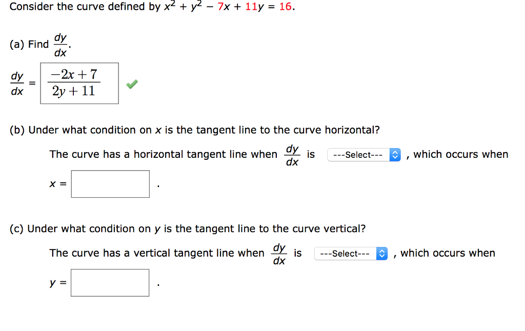 Solved 11y 16 Consider The Curve Defined By X Y7x A Find