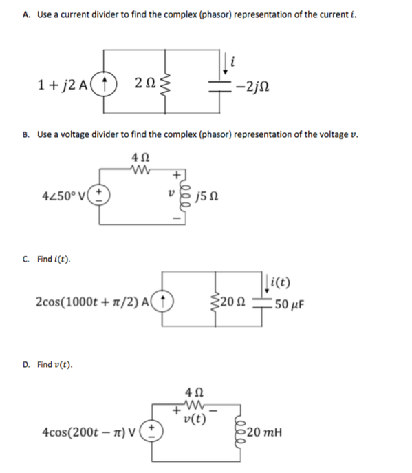 Solved A. Use a current divider to find the complex (phasor) | Chegg.com