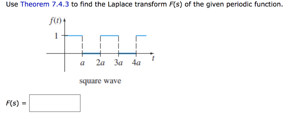 Solved Use Theorem 7.4.3 to find the Laplace transform F(s) | Chegg.com