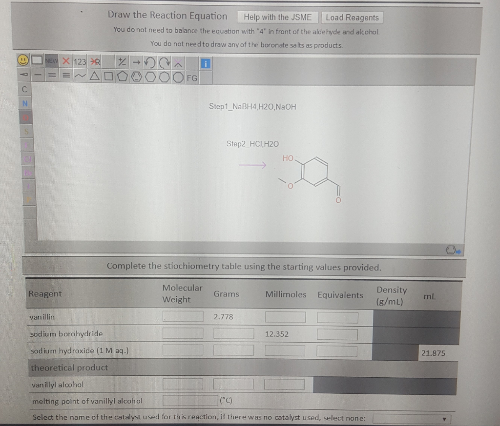 Solved Draw the Reaction Equation Help with the JSME Load | Chegg.com