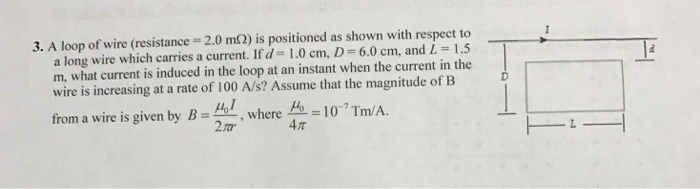 Solved A loop of wire (resistance 2.0 m Ohm) is positioned | Chegg.com