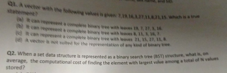 Solved When a set data structure is represented as a binary | Chegg.com