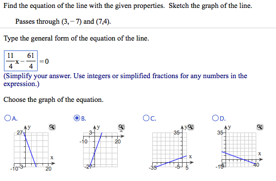 Solved Find the equation of the line with the given | Chegg.com