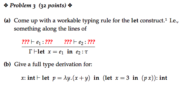 * Problem 2 (16 points) * Give full type derivations | Chegg.com