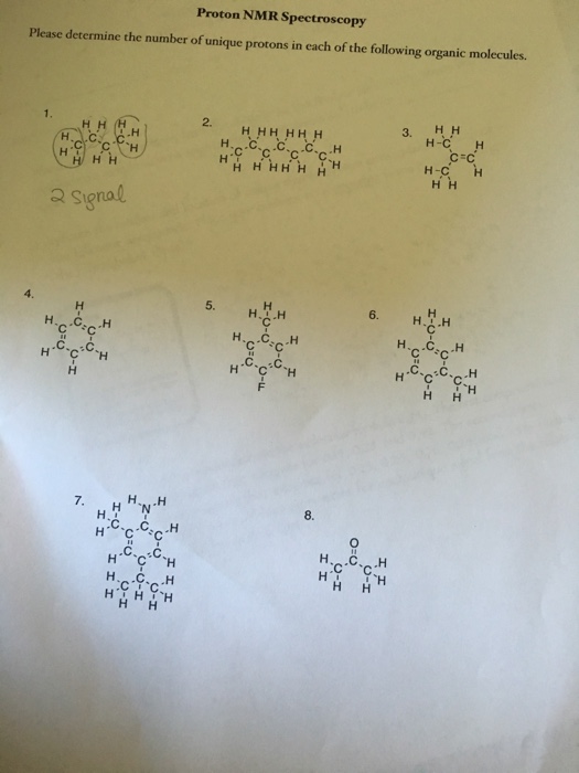 Solved Proton NMR Spectroscopy Please determine the number | Chegg.com