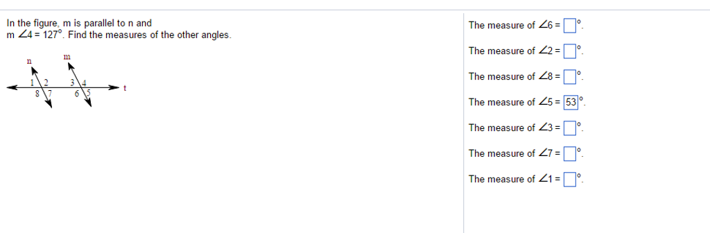 Solved In the figure, m is parallel to n and m 4 = 127 | Chegg.com
