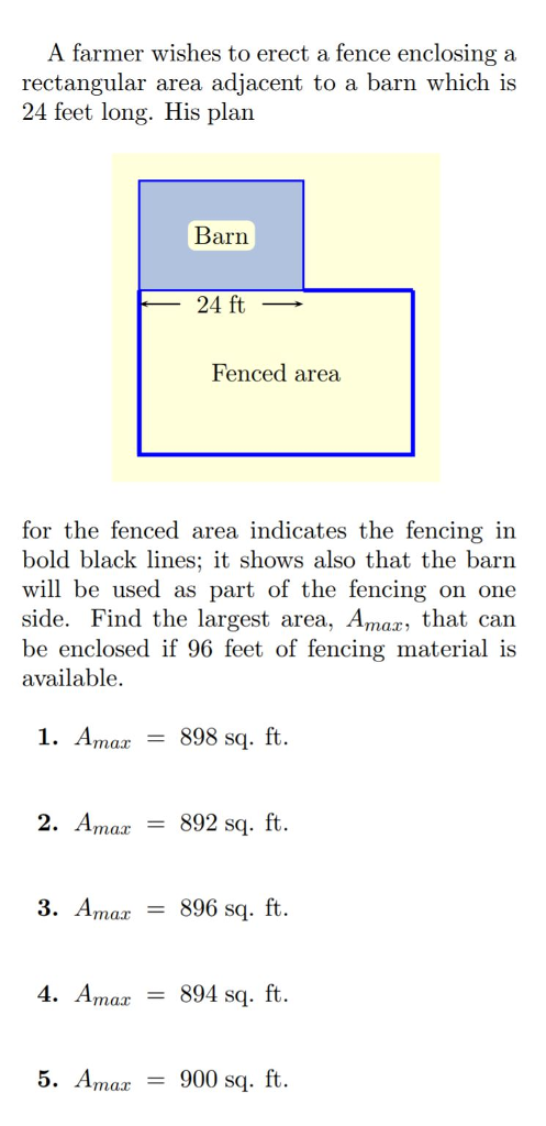 Solved A farmer wishes to erect a fence enclosing a | Chegg.com