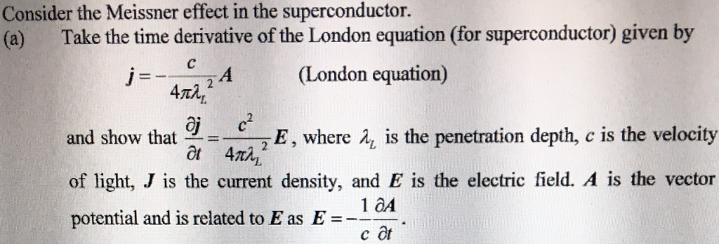 Solved Meissner effect in the superconductor. Consider the | Chegg.com