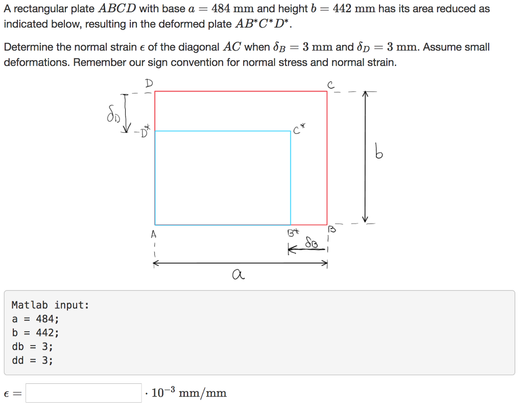 Solved A rectangular plate ABCD with base a = 484 mm and | Chegg.com