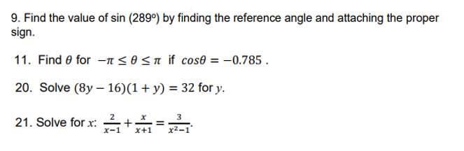 Solved Find the value of sin (289 degree) by finding the | Chegg.com