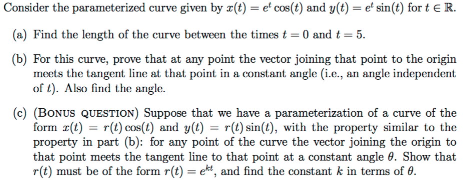 Solved Consider The Parameterized Curve Given By Xt Et