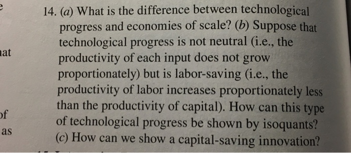Solved What is the difference between technological progress | Chegg.com
