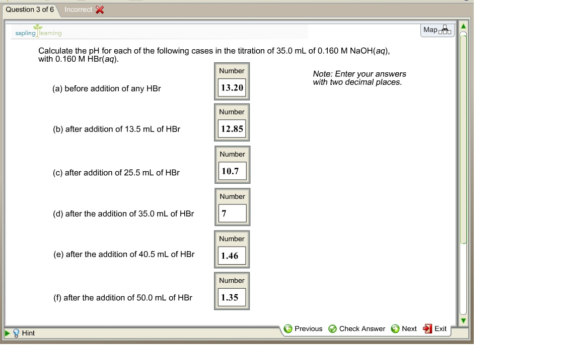Solved ?Calculate the pH for each of the following cases in | Chegg.com