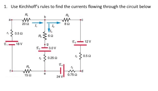 Solved Use Kirchhoff’s rules to find the currents flowing | Chegg.com