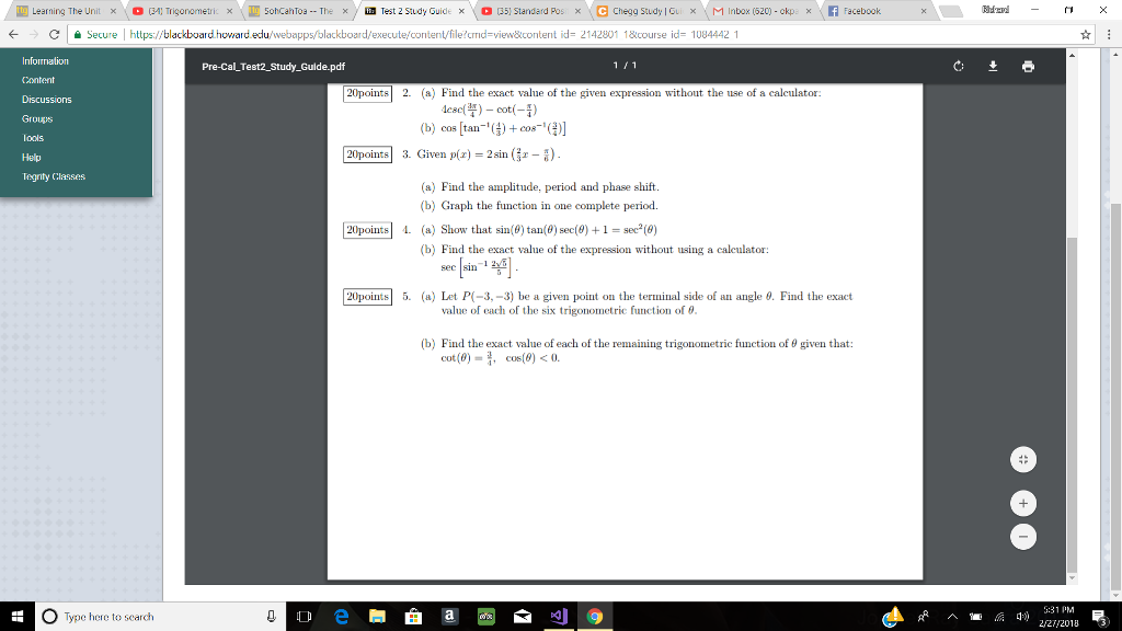 Solved Learning The Unit x 。(34: Trigonomet i x | Chegg.com