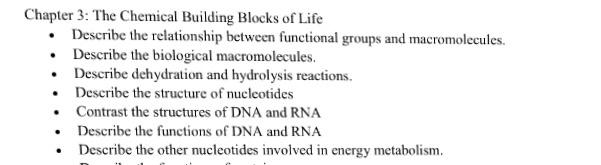 Solved The Chemical Building Blocks of Life Describe the | Chegg.com