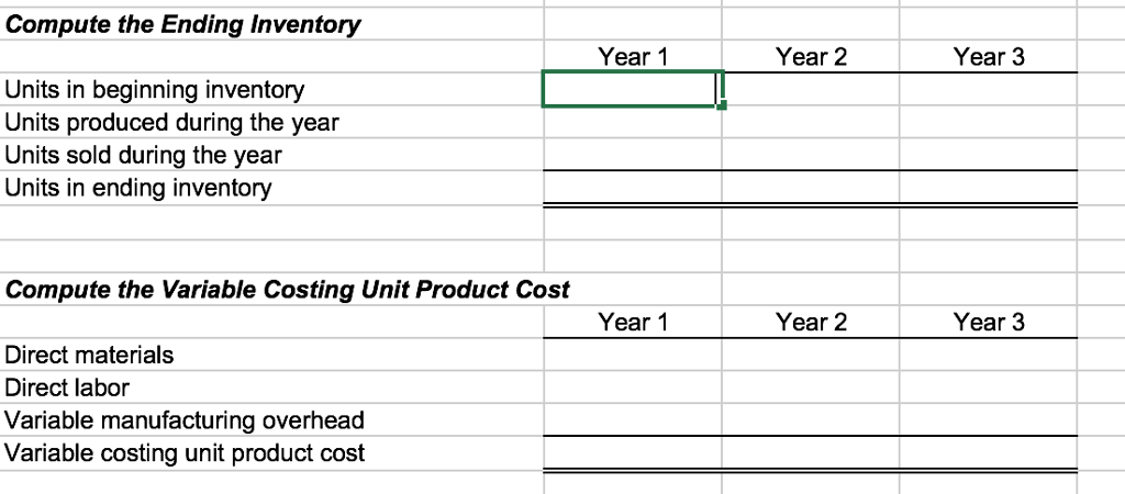 Solved Compute the Ending Inventory Compute the Variable | Chegg.com