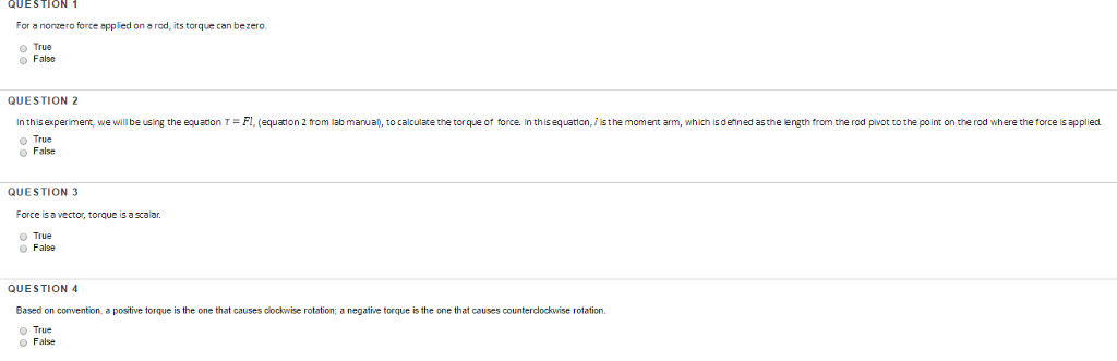 Solved For a nonzero force applied on a rod, its torque can | Chegg.com