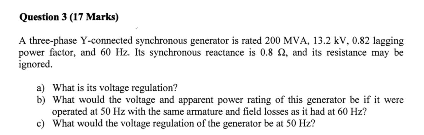 Solved A three-phase Y-connected synchronous generator is | Chegg.com