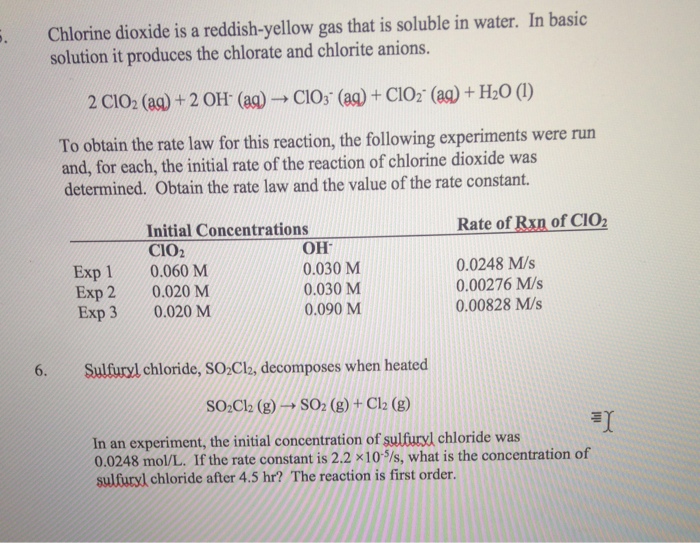 Solved Chlorine dioxide is a reddish-yellow gas that is | Chegg.com