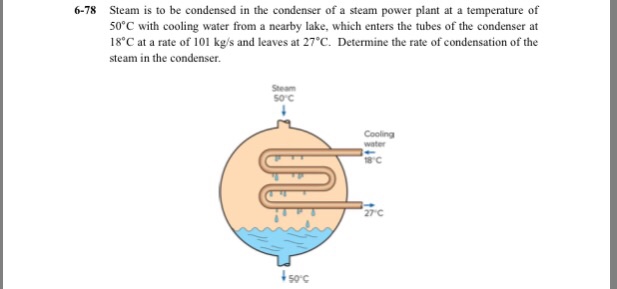 Solved Steam is to be condensed in the condenser of a steam | Chegg.com