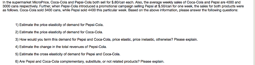 Solved In the supermarket MicroPrice, Coca-Cola and | Chegg.com