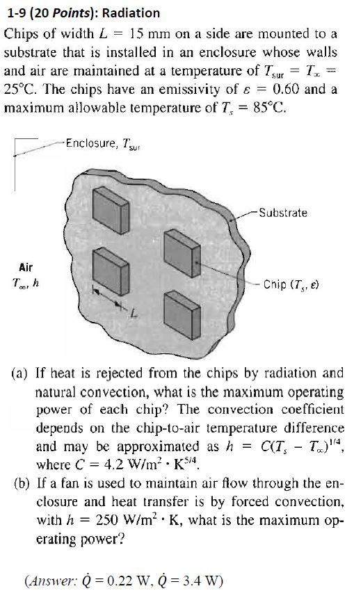 Solved Chips of width L=15 mm on a side are mounted to a | Chegg.com