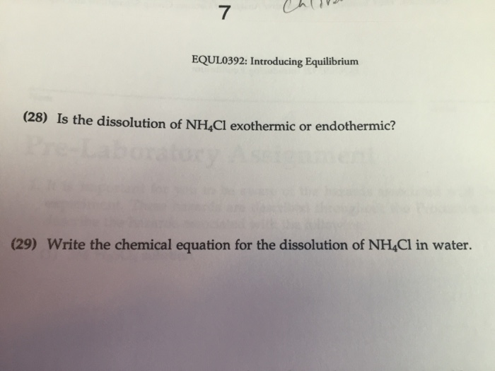 Solved Is the dissolution of NH4CI exothermic or | Chegg.com