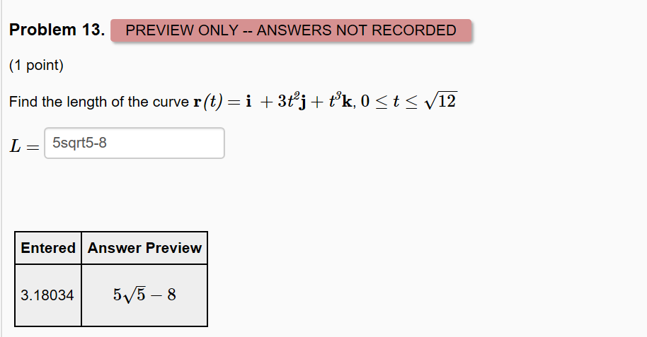 Solved Problem 13. PREVIEW ONLY -ANSWERS NOT RECORDED 1 | Chegg.com