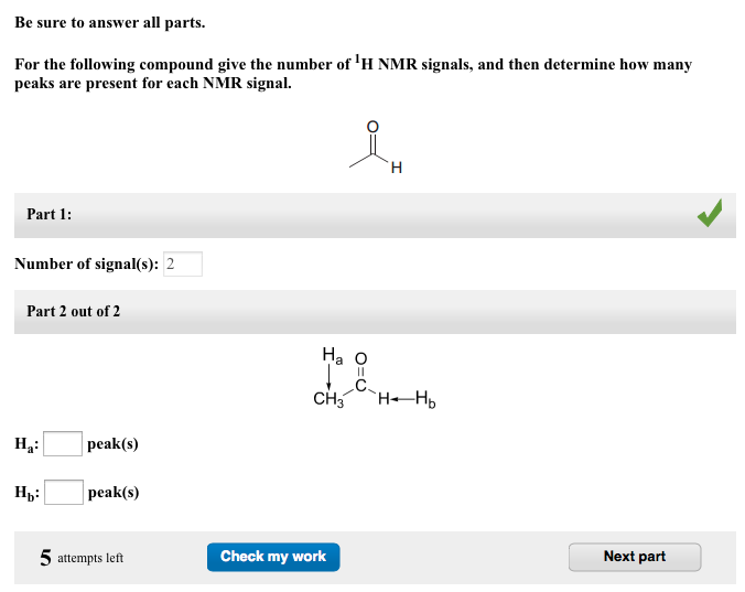 Solved For the following compound give the number of 1H NMR | Chegg.com