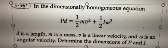 Solved In the dimensionally homogeneous equation Pd = 1/2 m | Chegg.com