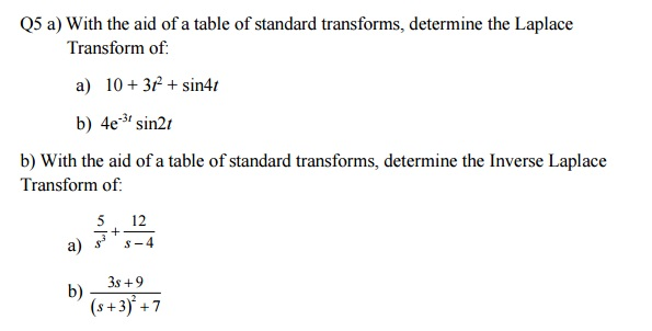 Solved a) With the aid of a table of standard transforms, | Chegg.com