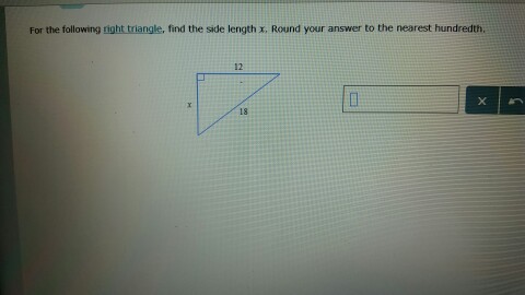 Solved For the following right triangle, find the side | Chegg.com