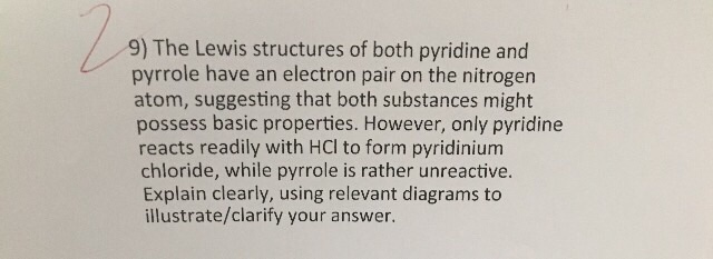 Solved The Lewis structures of both pyridine and pyrrole | Chegg.com