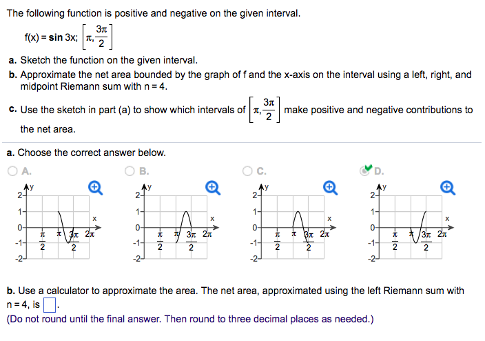 Solved The following function is positive and negative on | Chegg.com