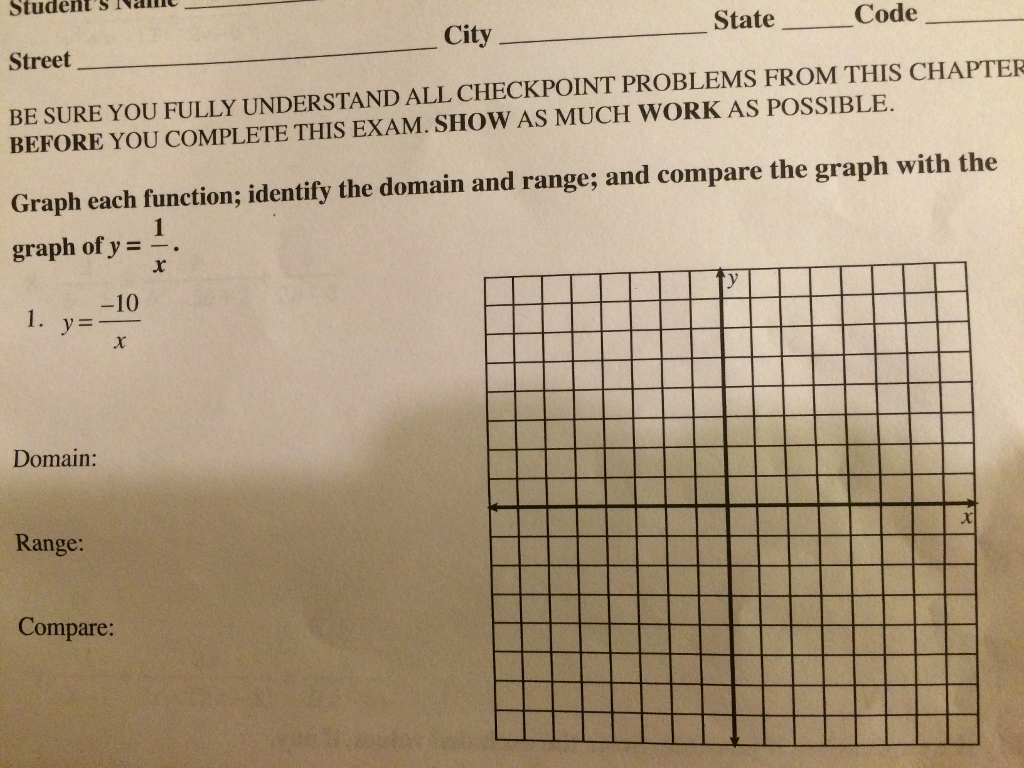 Solved Graph each function; identify the domain and range; | Chegg.com
