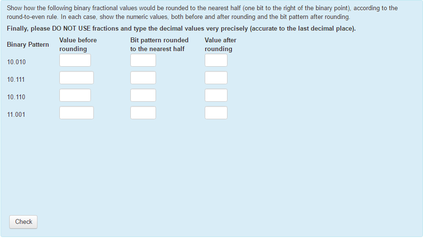 Solved Show how the following binary fractional values would | Chegg.com