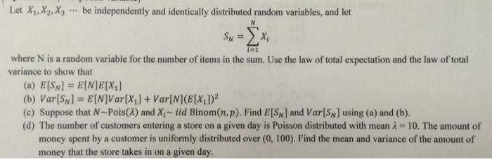 Solved Use the law of total expectation and the law of total | Chegg.com
