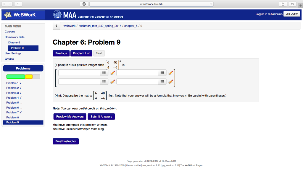 Solved If n is a positive integer, then [6 4 40 -6]^n is | Chegg.com