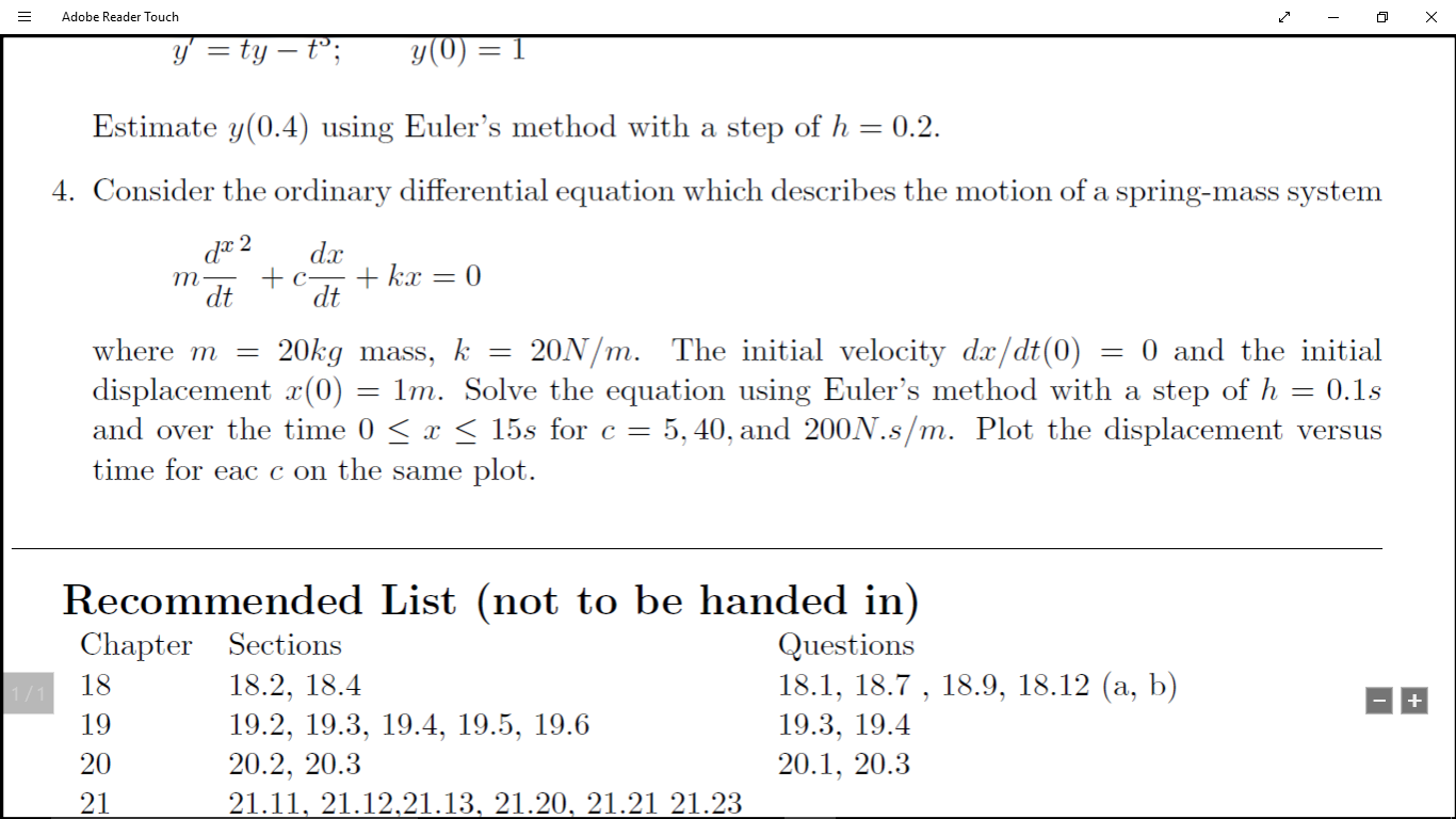 Estimate y(0.4) using Euler's method with a step of h | Chegg.com