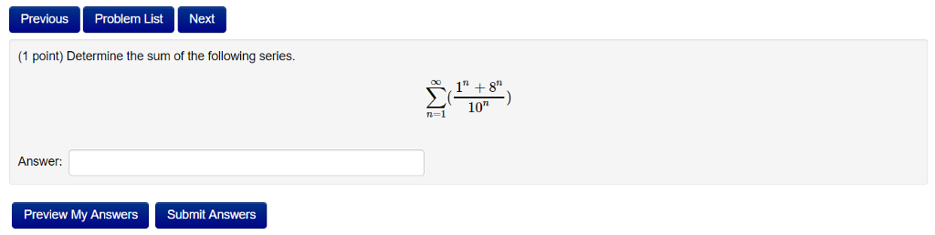 Solved Previous Problem List Next (1 point) Determine the | Chegg.com