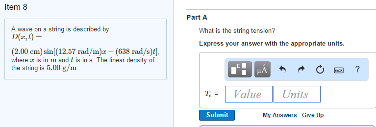 Solved A wave on a string is described by D(x, t) = (2.00 | Chegg.com