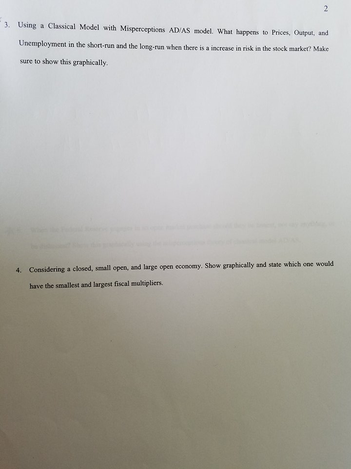 Using a Classical Model with Misperceptions AD/AS | Chegg.com