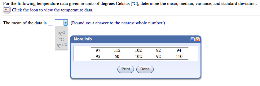 Solved For the following temperature data given in units of | Chegg.com