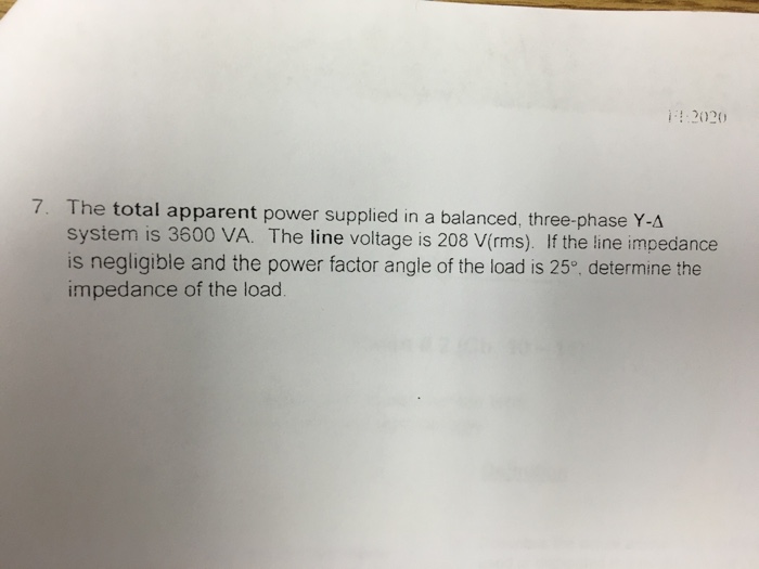 Solved The total apparent power supplied in a balanced, | Chegg.com