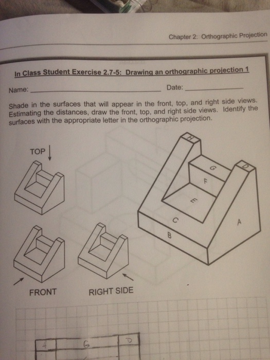 Solved Draw the top, front, and right side views including | Chegg.com