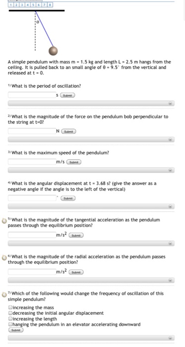 Solved: A Simple Pendulum With Mass M = 1.5 Kg And Length ... | Chegg.com