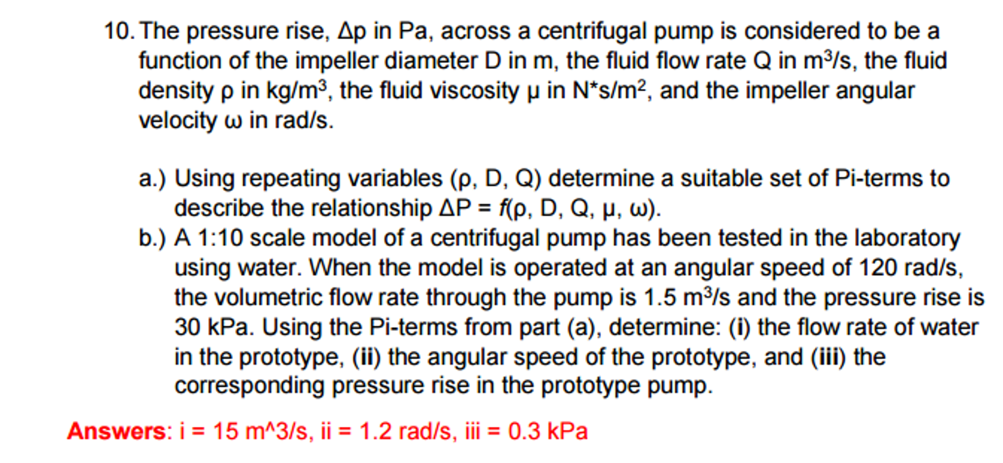 Solved The pressure rise, Delta p in Pa, across a | Chegg.com