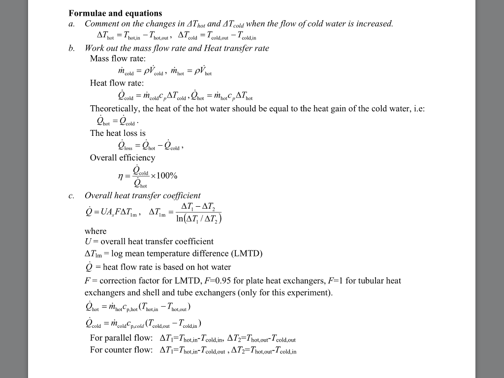 Formulae and equations a. Comment on the changes in | Chegg.com